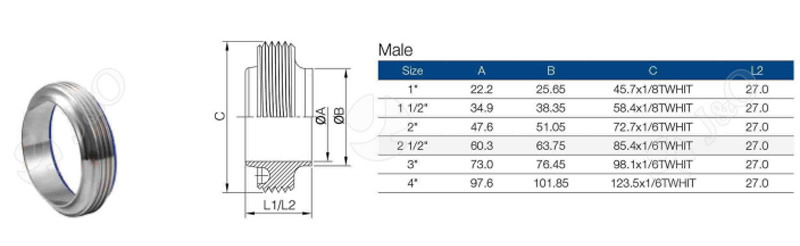 Sanitary Stainless Steel RJT-15 Welding Male, China RJT-15 Union Male ...
