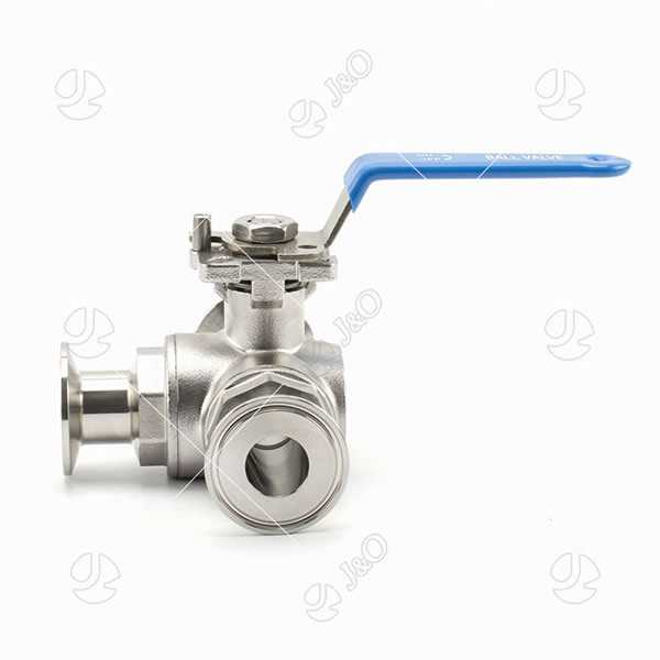 Sanitary Manual 3 Way T/L TC Clamp Ball Valve With Mounting Pad, China ...