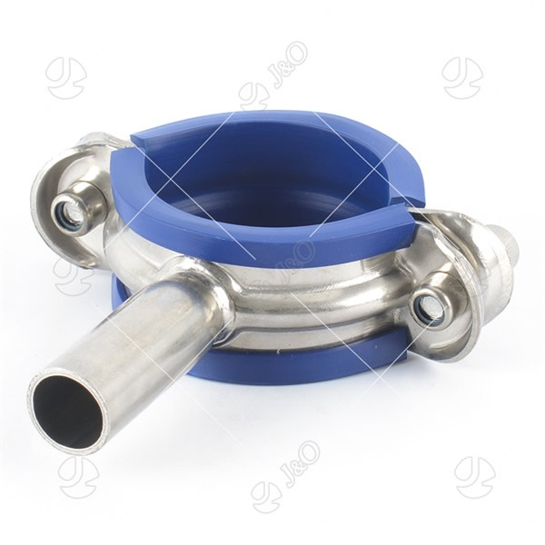 Sanitary Stainless Steel Welded Pipe Holder with Blue Rubber Insert ...