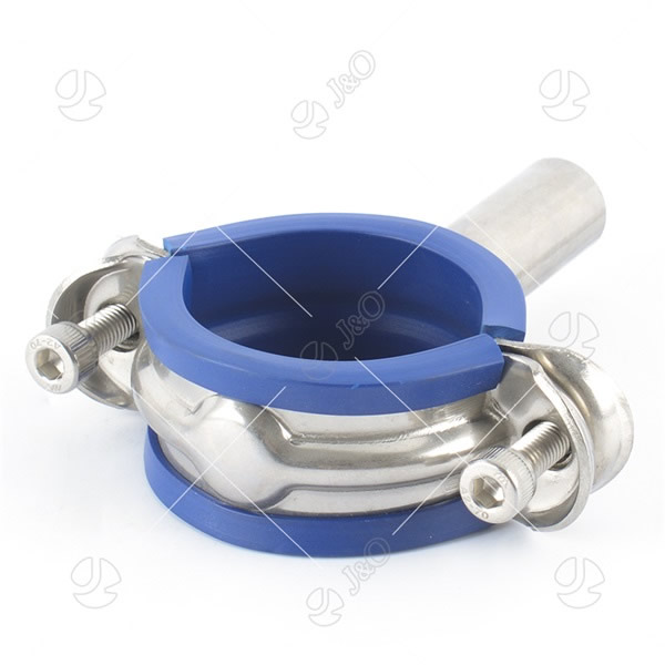 Sanitary Stainless Steel Welded Pipe Holder with Blue Rubber Insert ...