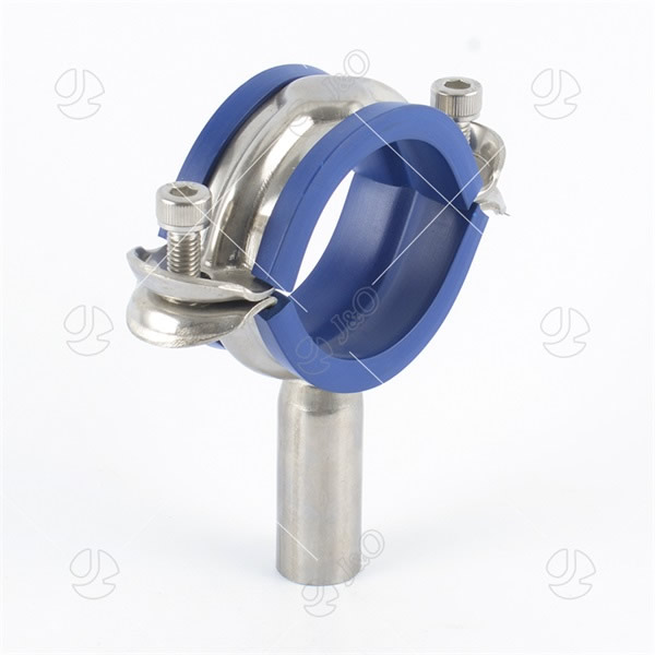 Sanitary Stainless Steel Welded Pipe Holder with Blue Rubber Insert ...
