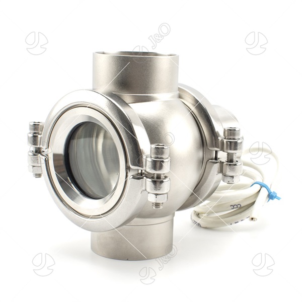 Sanitary Stainless Steel Cross Type Welding Sight Glass With Light ...