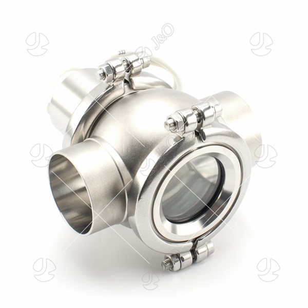 Sanitary Stainless Steel Cross Type Welding Sight Glass With Light ...