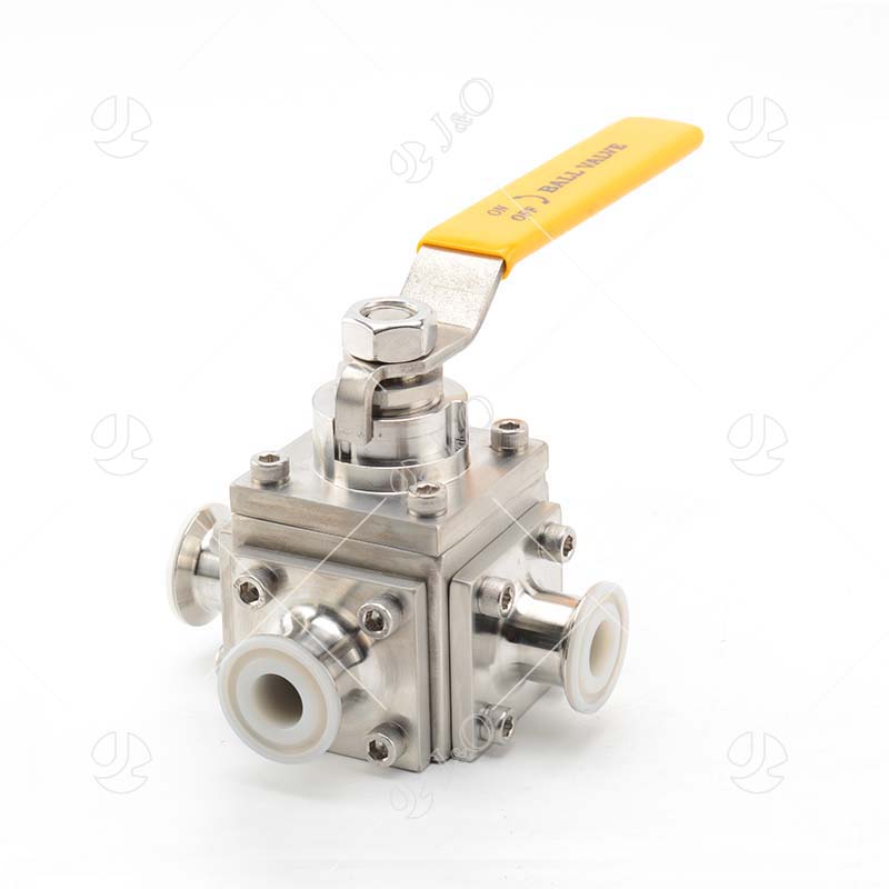Sanitary Stainless Steel Tri Clamp PFA Lined Three Way Ball Valve ...