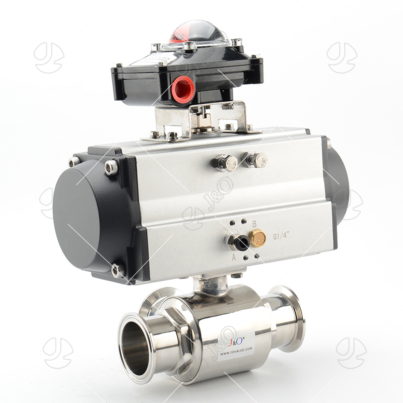 Hygienic Pneumatic Clamp Three Ways Ball Valve With Limit Switch Box ...